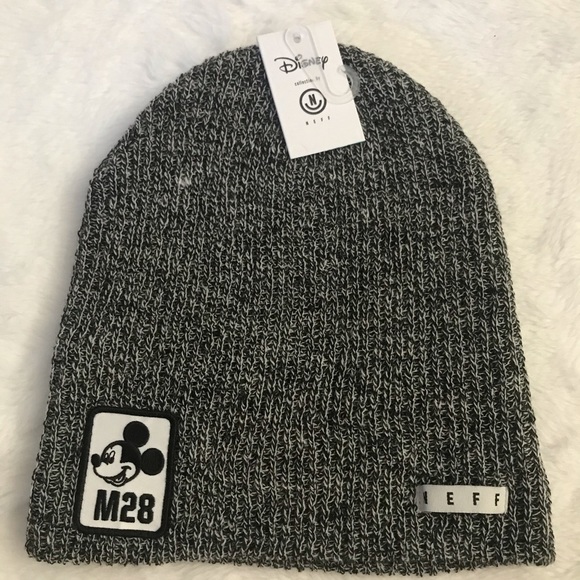 Neff | Accessories | Nwt Neff Mickey Disney Grey Beanie M28 28 Patch ...